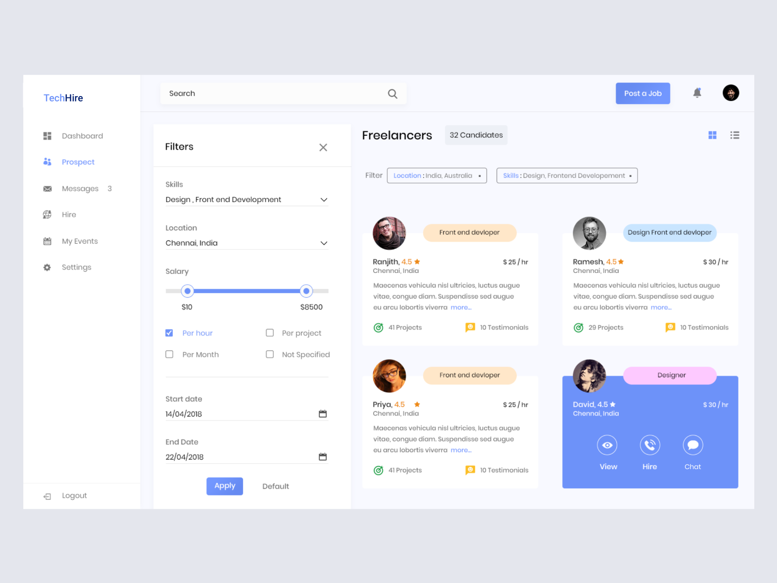 TechHire by Ranjitha Kv on Dribbble