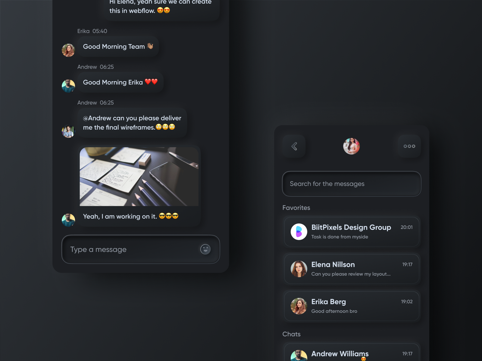 Dark Version Skeuomorph Chat App (Inspired by Skype) by BiitPixels on ...