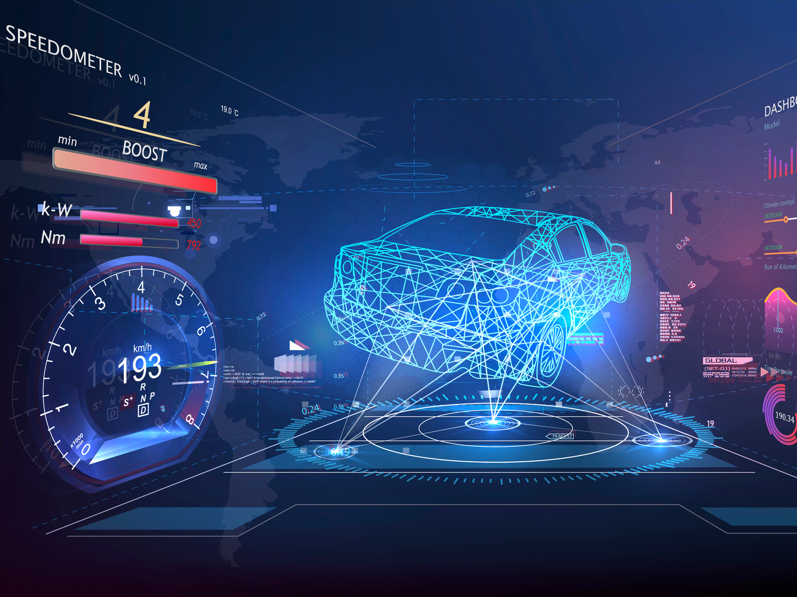 Futuristic user interface. Car service in the style of HUD. by ZinetroN ...