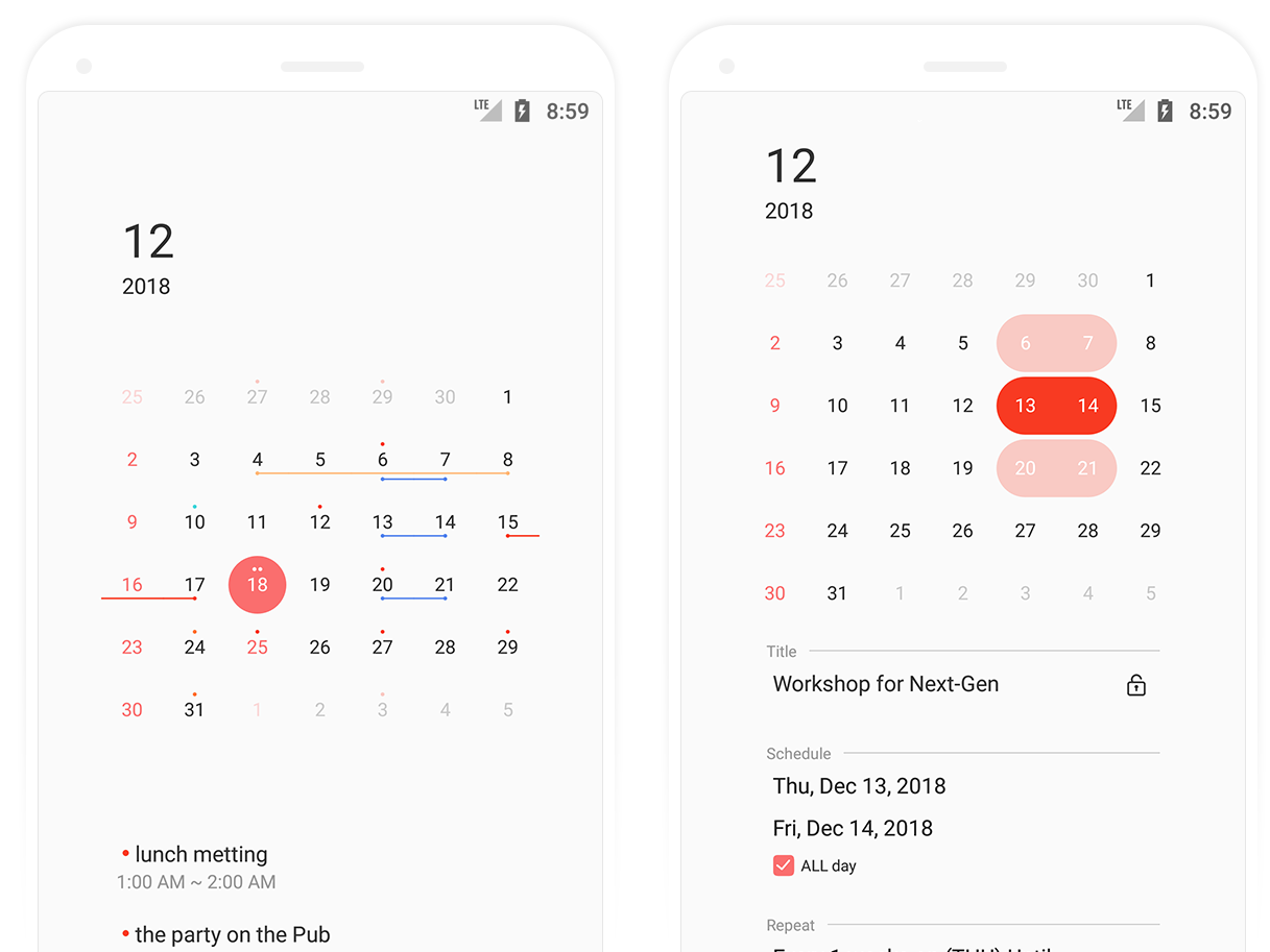 Calendar app by quartack on Dribbble
