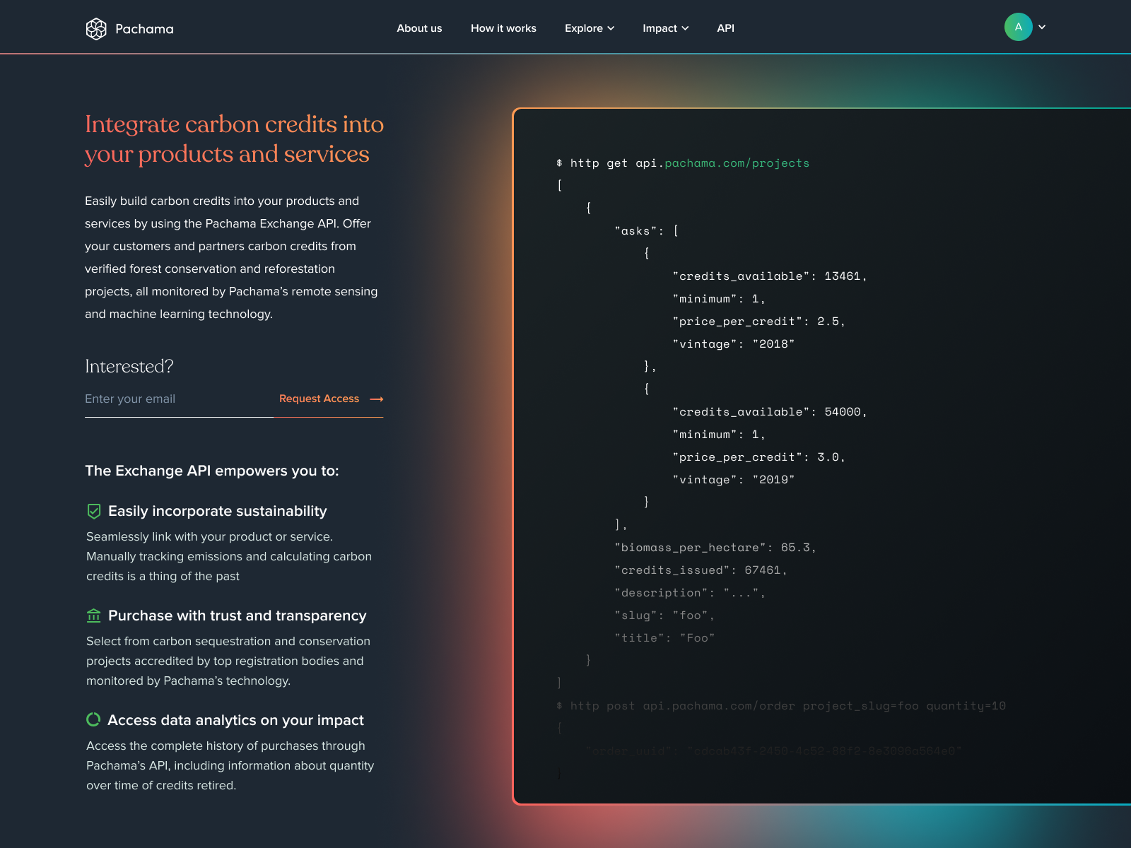 API Teaser by Alejandro Vizio for Pachama on Dribbble