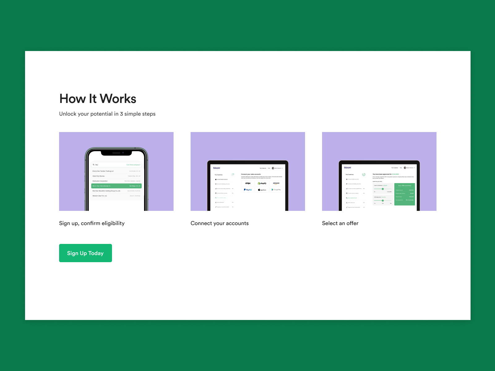 Bloom How It Works Section by Moyi Abioye on Dribbble