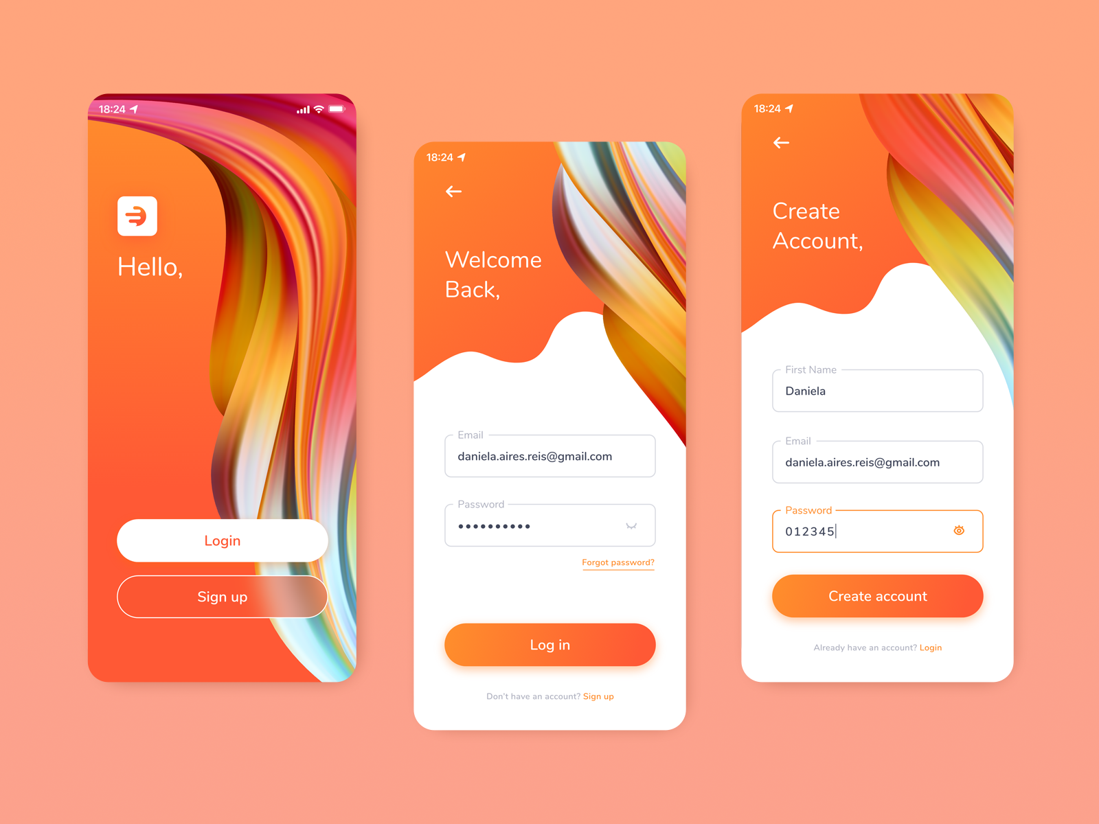 Mobile App UI - Login by Daniela Reis on Dribbble