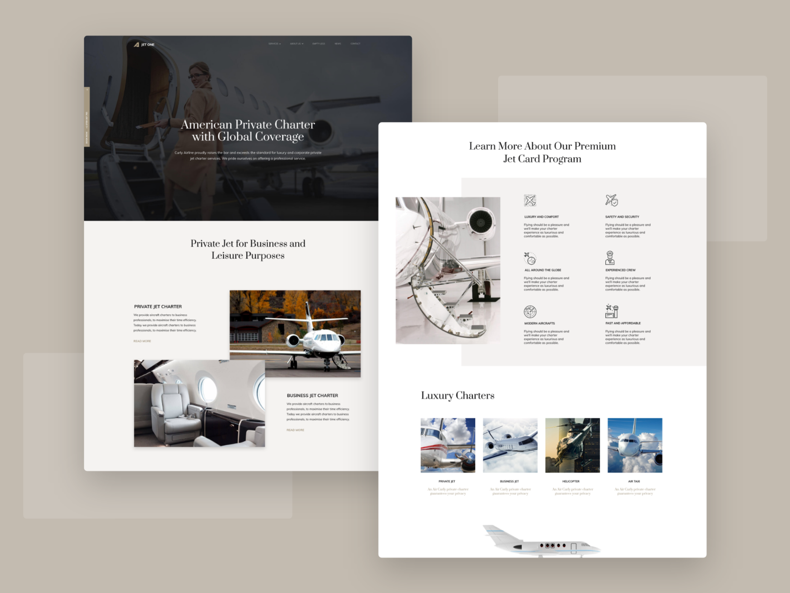 Jet One - Private Airline WordPress Theme by Anca Andrei for Curly ...
