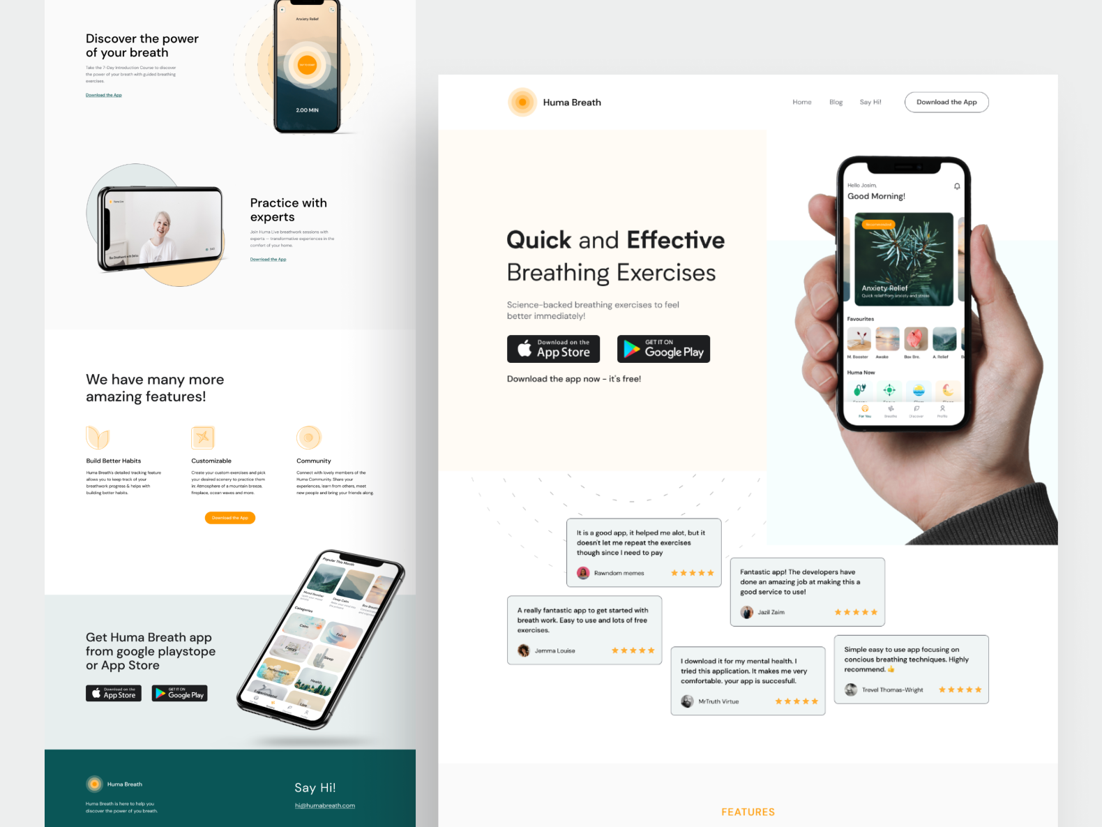 Huma Breath - App Landing page UI Redesign by Josim Uddin for Dude ...