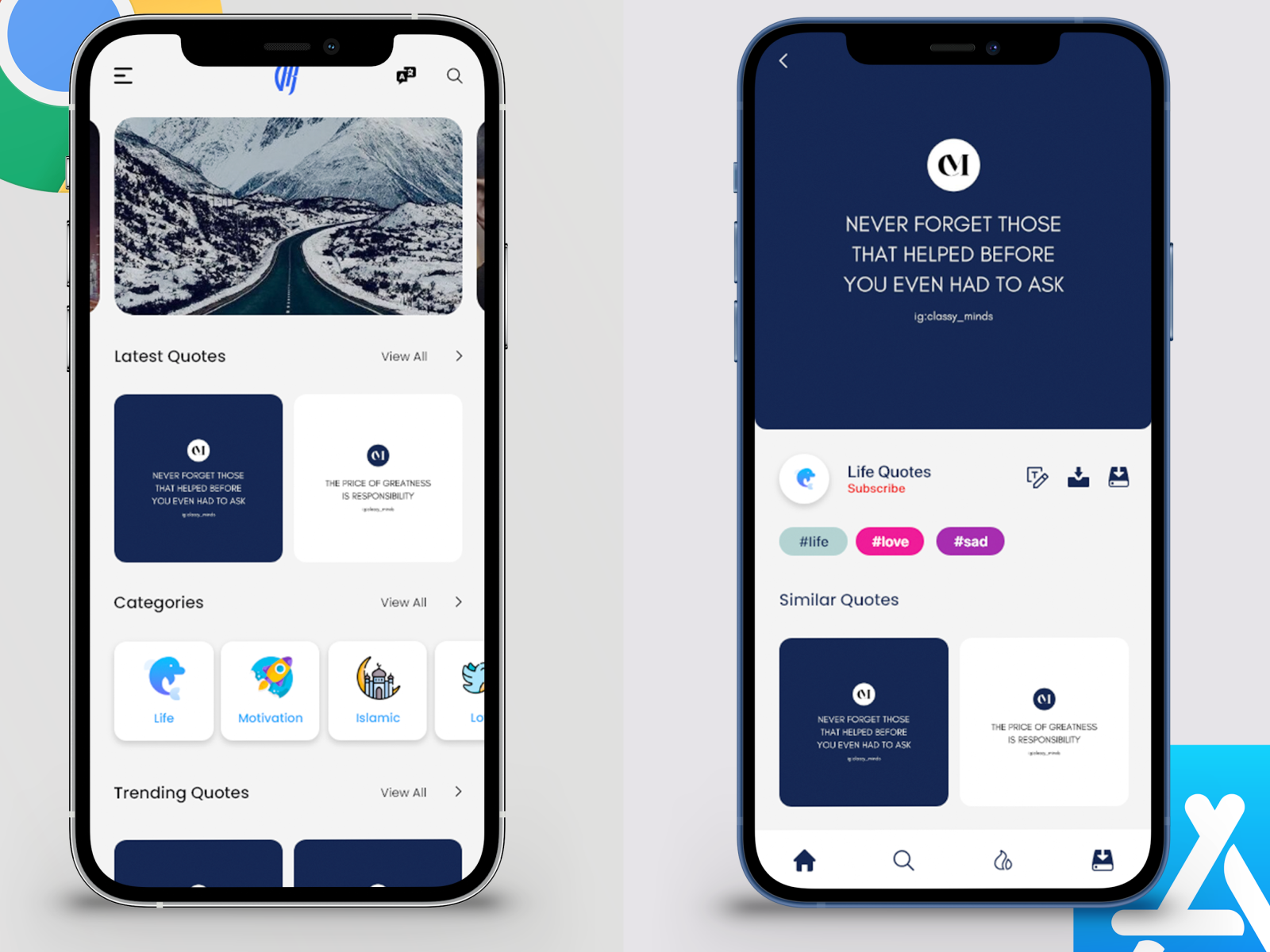 Quotes App & Web UI/UX Concept Design For Classy Minds Page by Abdul ...