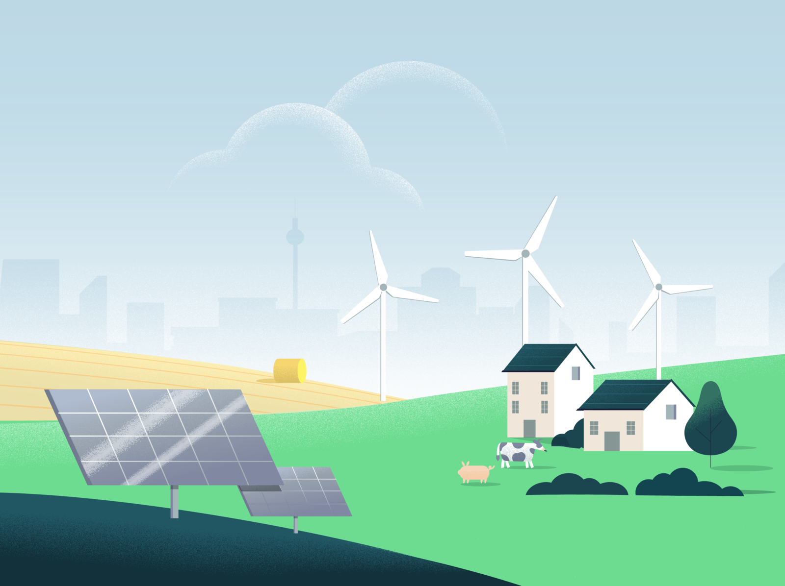 Lition green energy landscape by Butters Draws on Dribbble