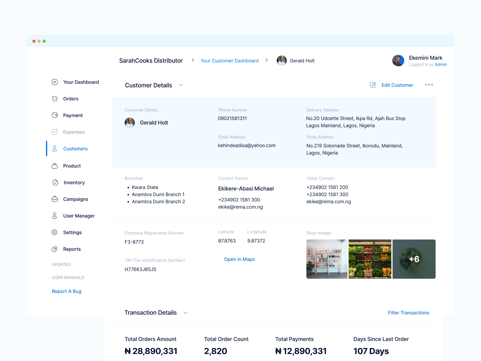 Customer Dashboard by Ekemini Mark on Dribbble