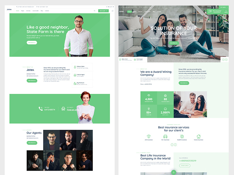 Insurance company template design for Themeforest by S.M. Asib Uddin on ...