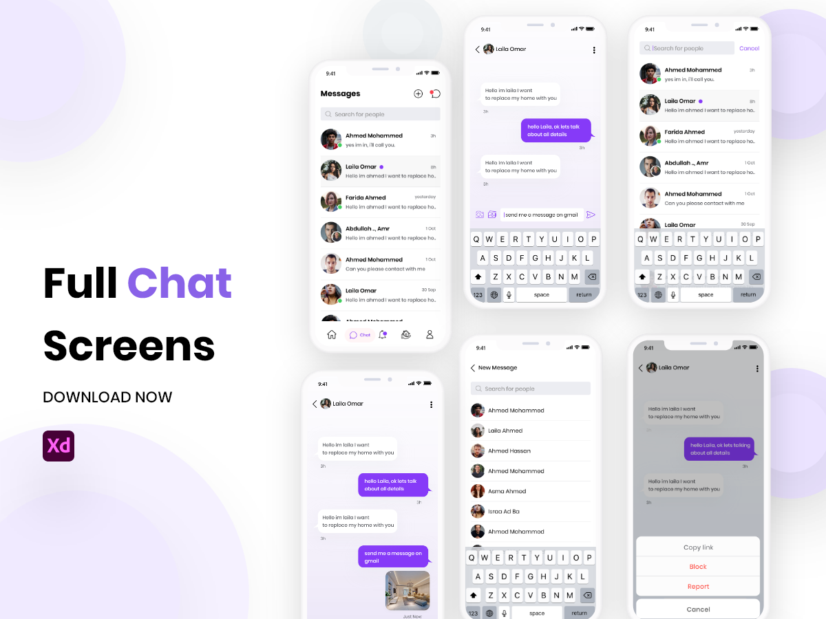 Full Chat Screens (with prototype) by Israa Adel on Dribbble