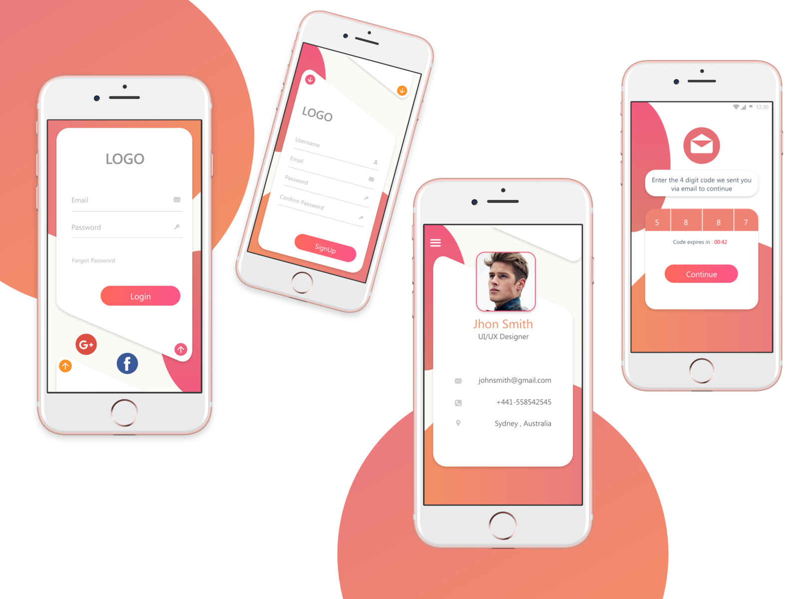 Sign In / Sign Up / Profile / Verification by Girish Batra on Dribbble