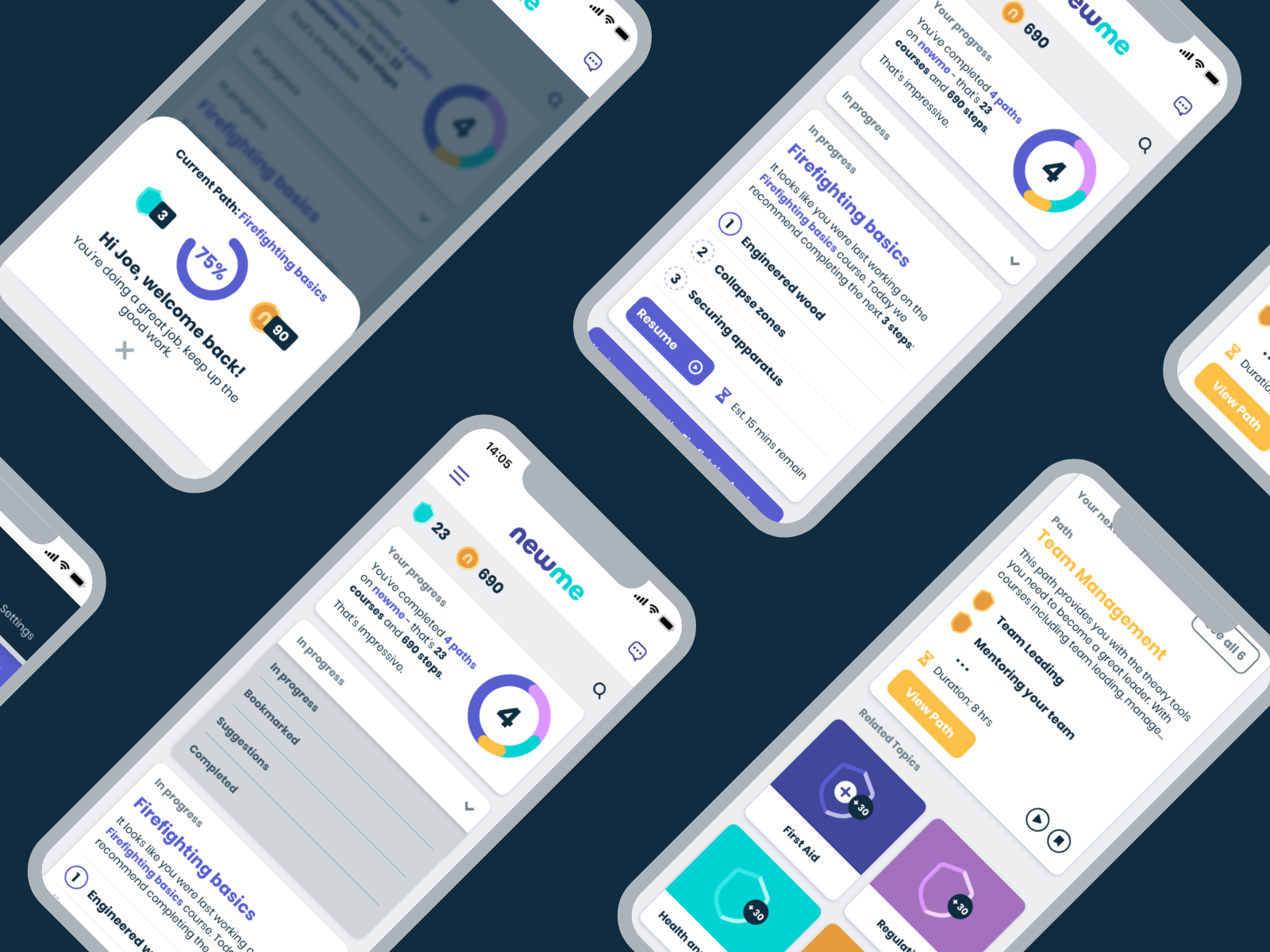 newme Employee Training App Design by Erika (Smith) Rogers on Dribbble
