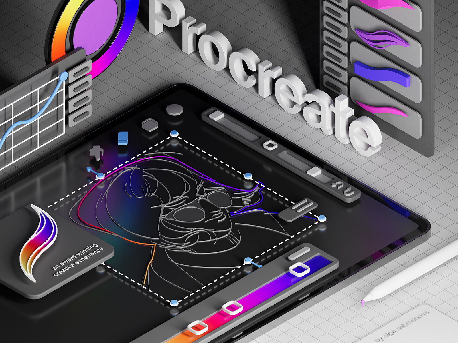 Procreate 3D illustration by wannabelike on Dribbble
