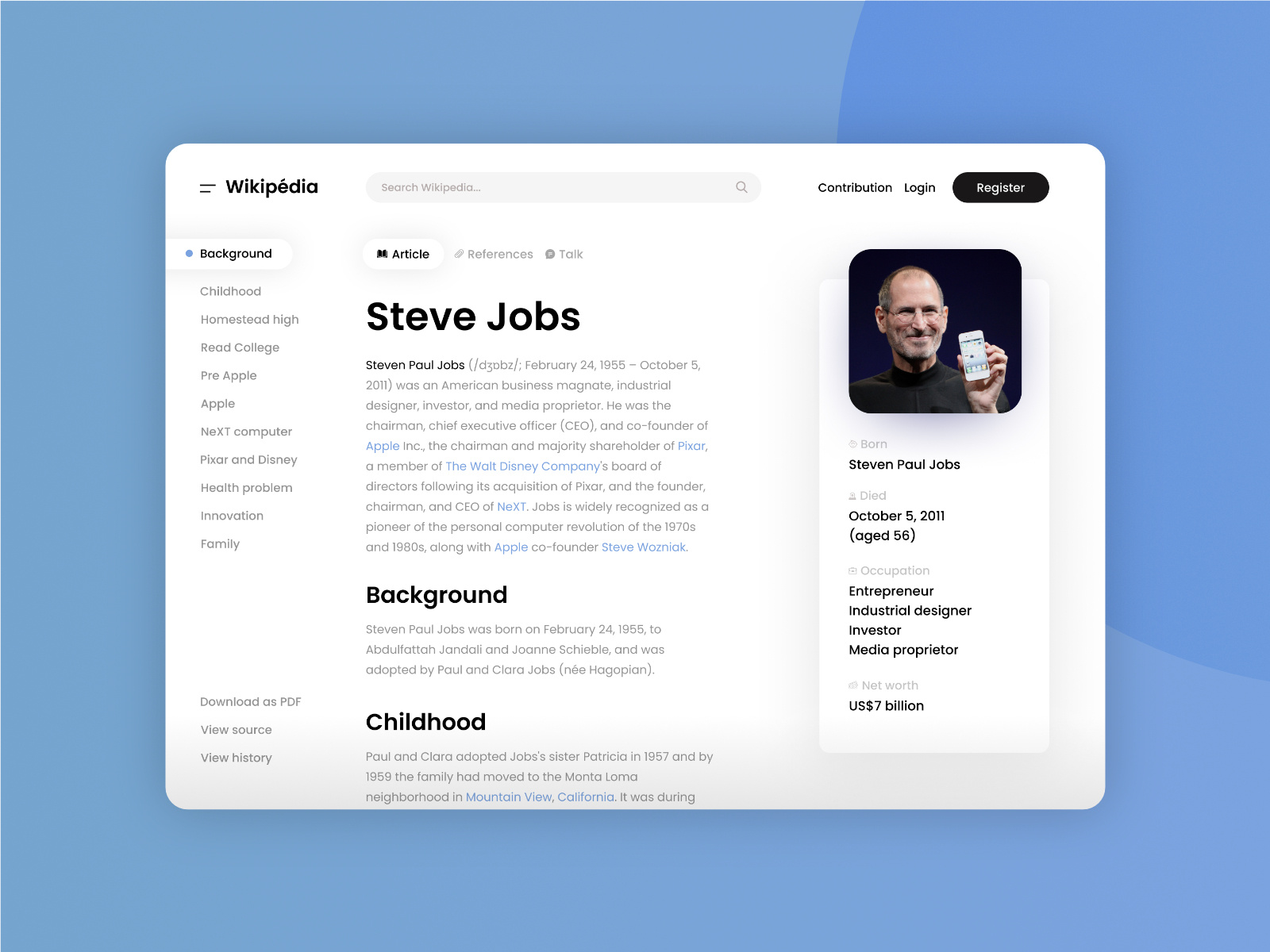 Wikipedia Website's Redesign by Enzo Cailleton on Dribbble
