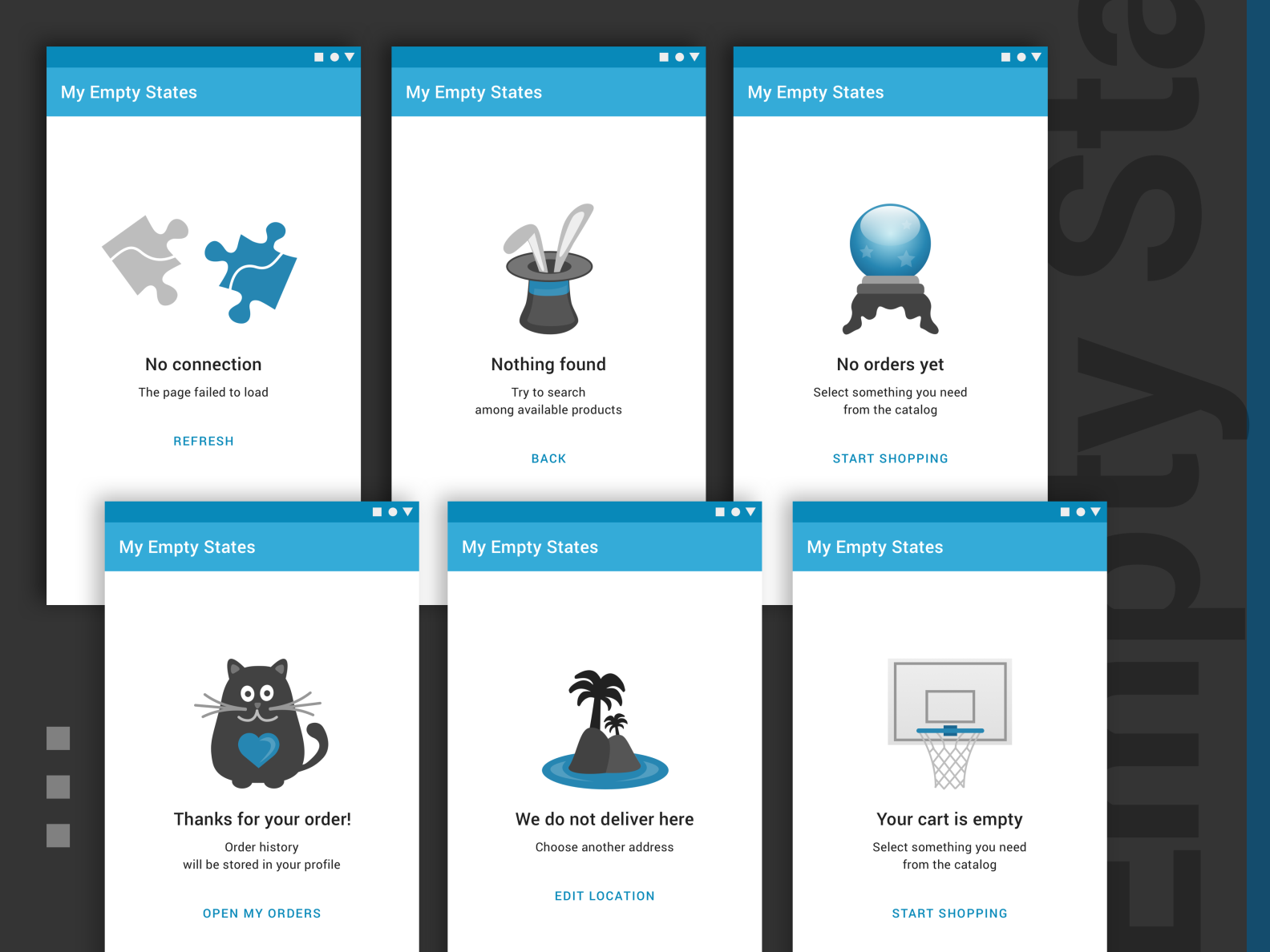 Empty States for Mobile App by Stan September on Dribbble