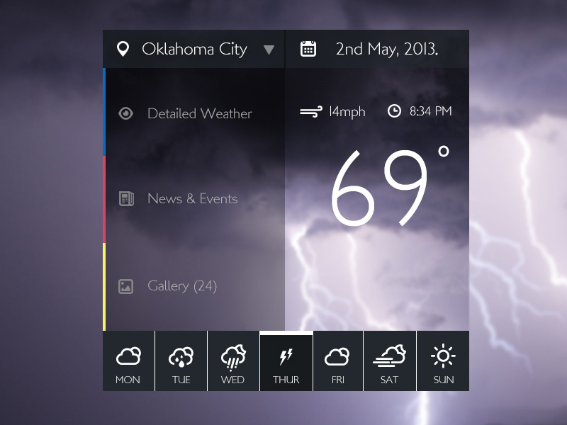 Weather widget by Simeon Kachikwu on Dribbble