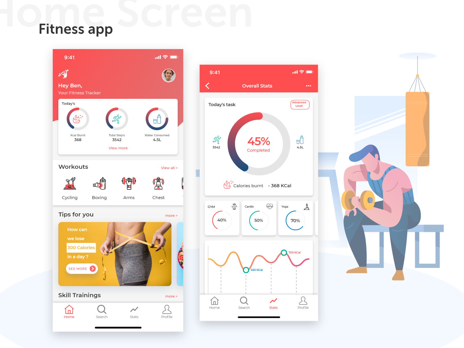 Fitness app by Sagar K on Dribbble