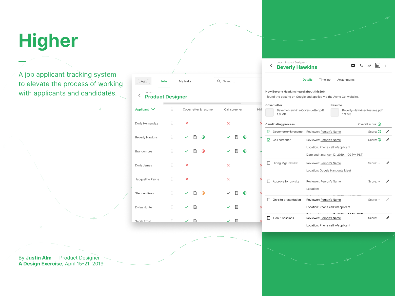 Higher — A job applicant tracking system by Justin Alm on Dribbble