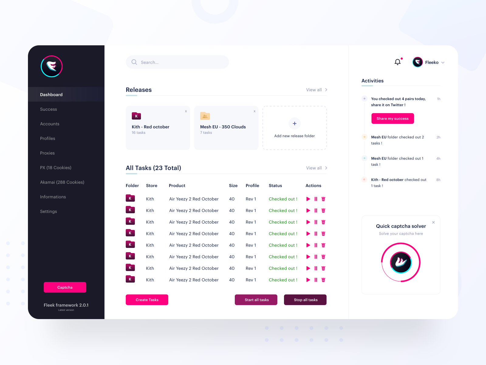 Fleek - Dashboard by Alexandre Colombel on Dribbble