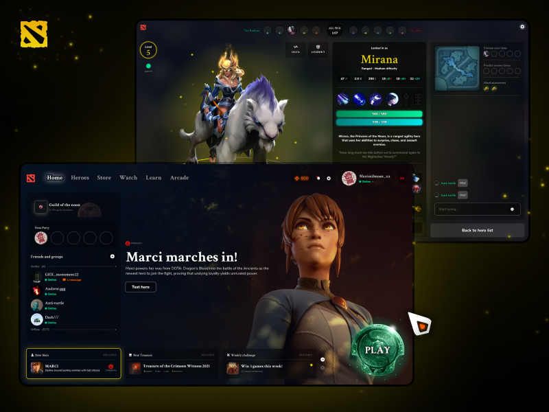 DOTA 2 UI Redesign by Bogdan Dobrescu on Dribbble