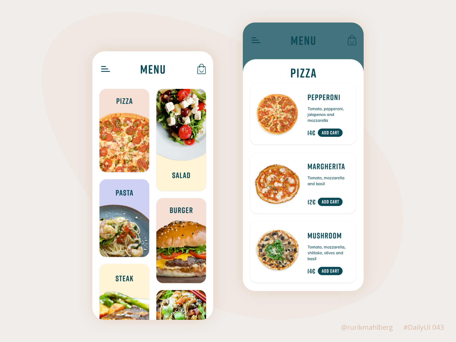Food menu app by Rurik on Dribbble