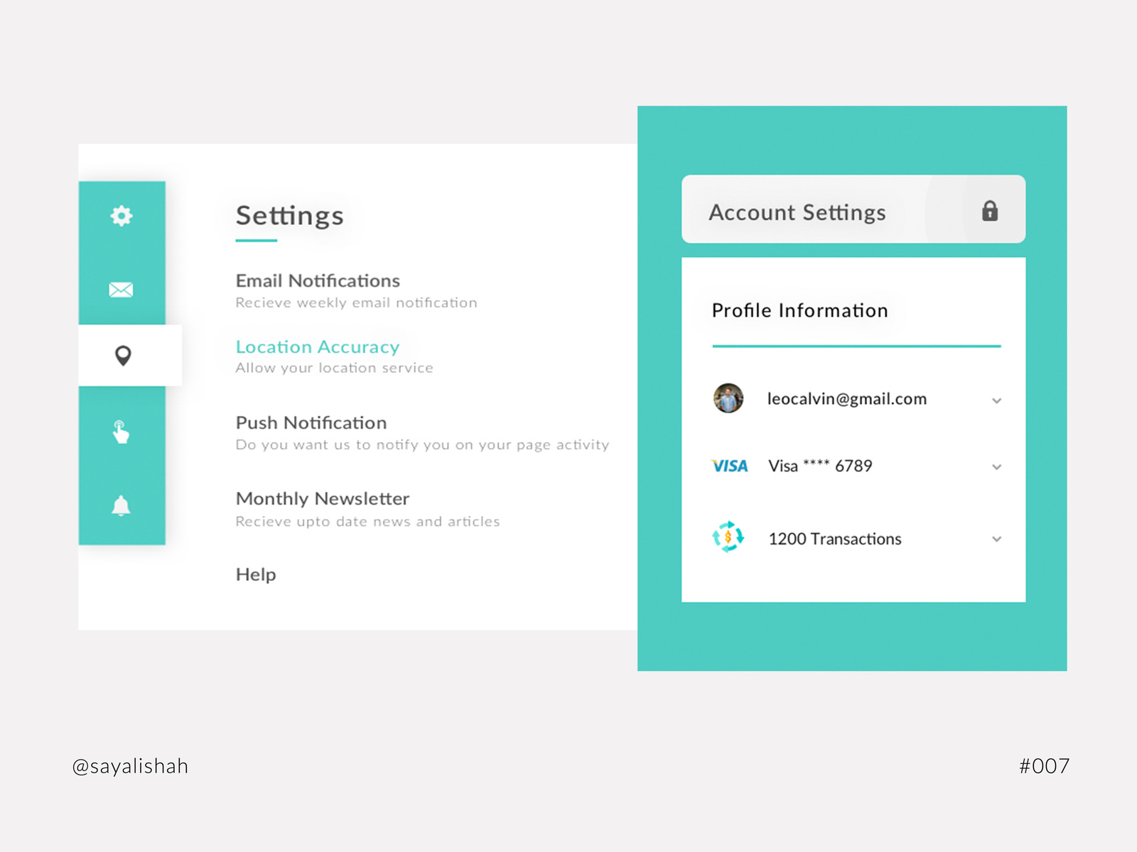 Daily UI #007: Setiings by Sayali Shah on Dribbble