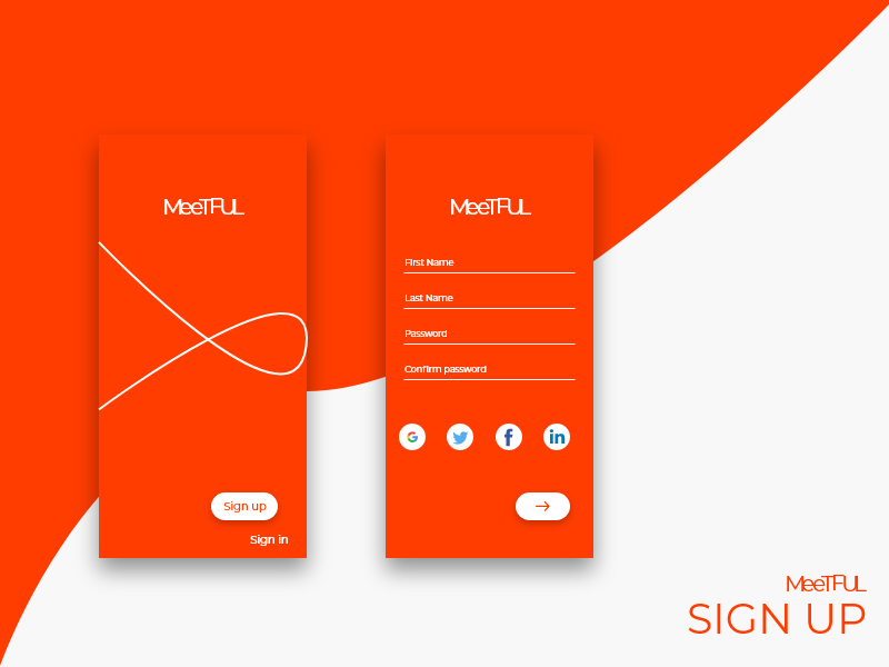 Meetful App and Sign up screen by Praful Kabadi on Dribbble