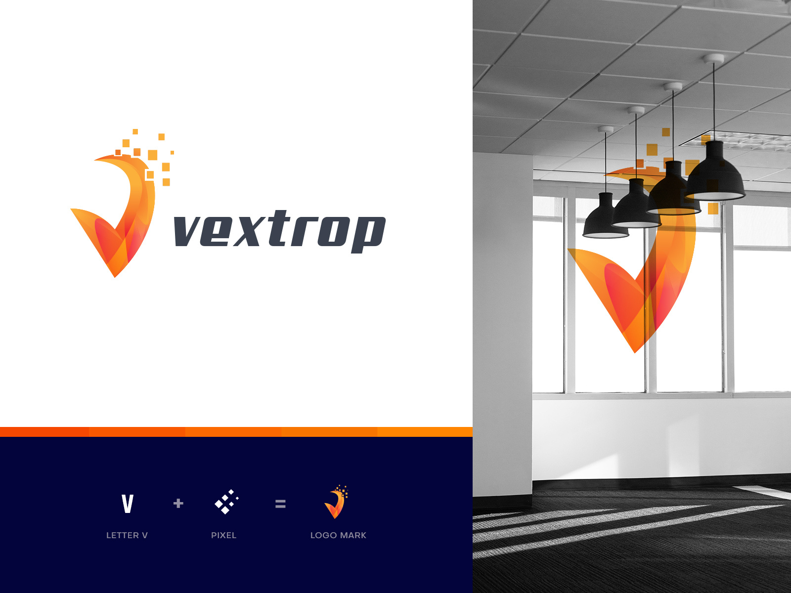 V logo mark for vextrop by Md Rasel on Dribbble