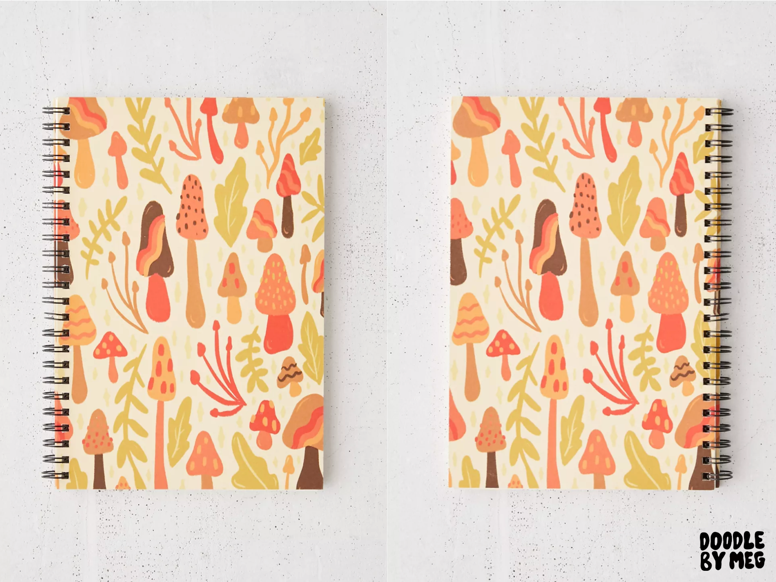 Spring Mushroom Print Spiral Notebook by Doodle By Meg on Dribbble
