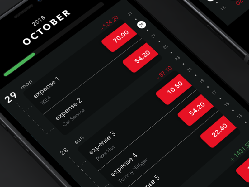 Expense app dark UI by Peter Kovacs on Dribbble