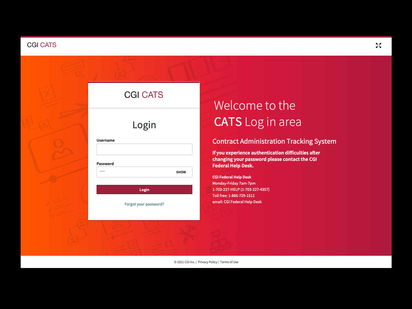 CGI CATS Log in Screen by Jeffrey F. S. Neumann on Dribbble