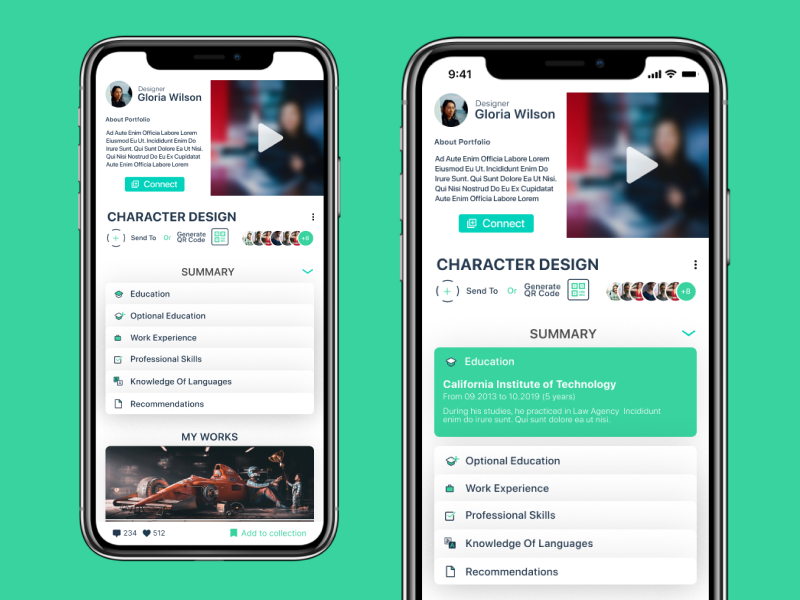 Portfolio sharing application by Zly.Design on Dribbble