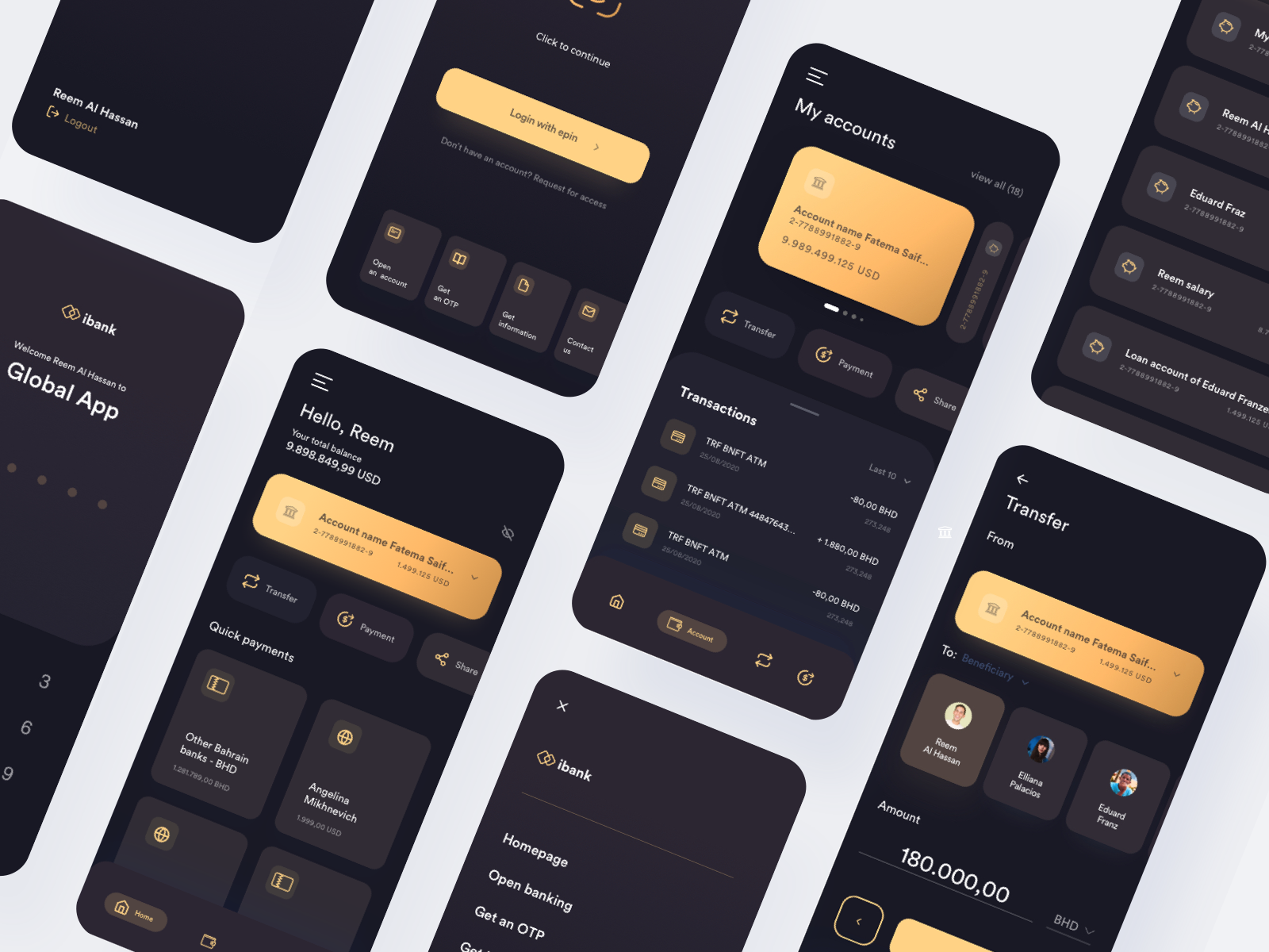 Mobile bank - Dark mode by Marta Rodrigues on Dribbble