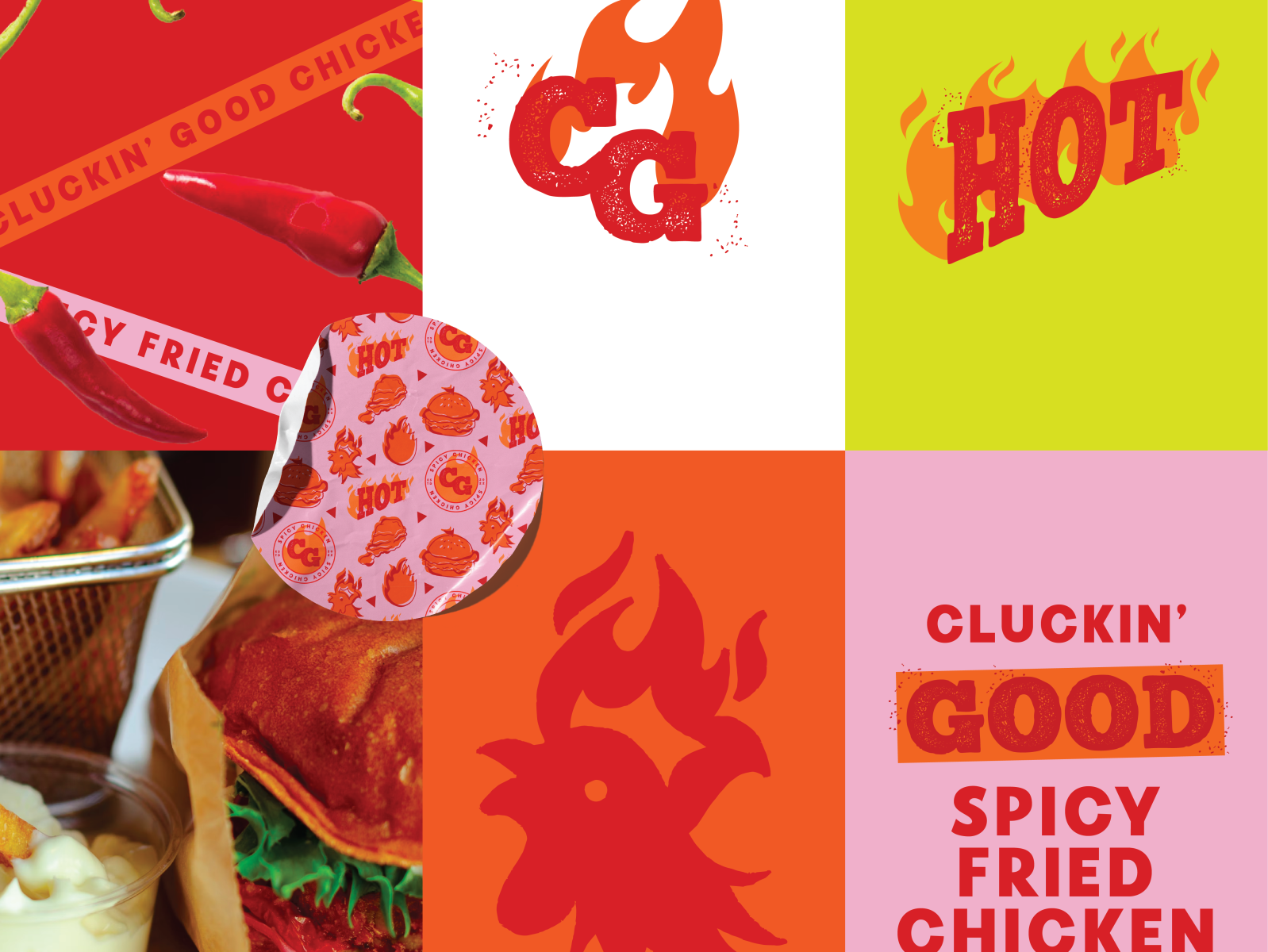 Cluckin Good Chicken Fried Chicken Brand Packaging Icons #2 by Design ...
