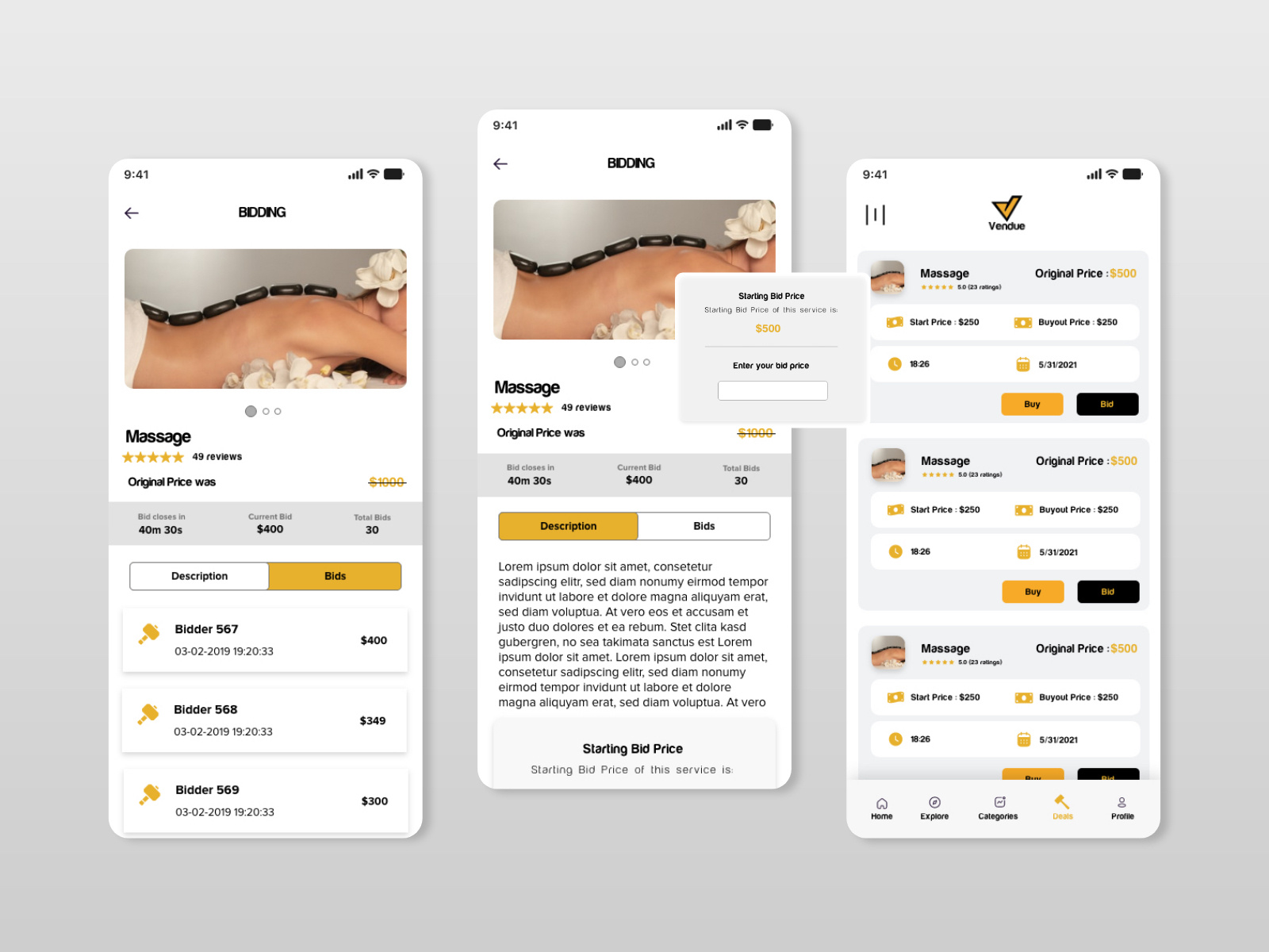 Bidding and Listing UI by Kanika Banvet on Dribbble