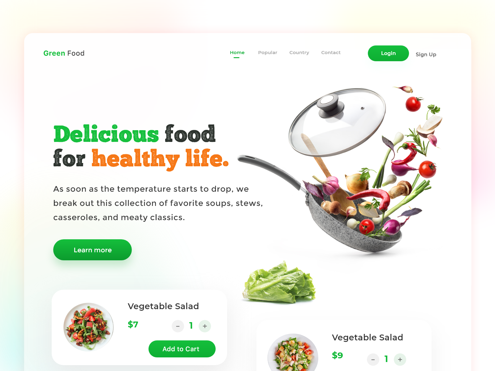 Green Food Webpage by Bhavin Dabhi on Dribbble