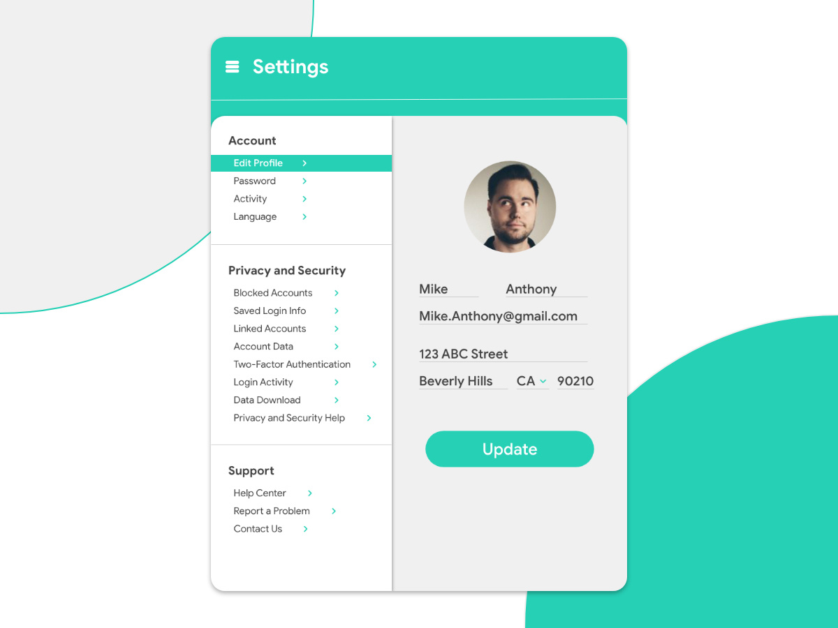 Daily UI Challenge - Day 7 : Settings (Mobile) by Blake Acosta on Dribbble