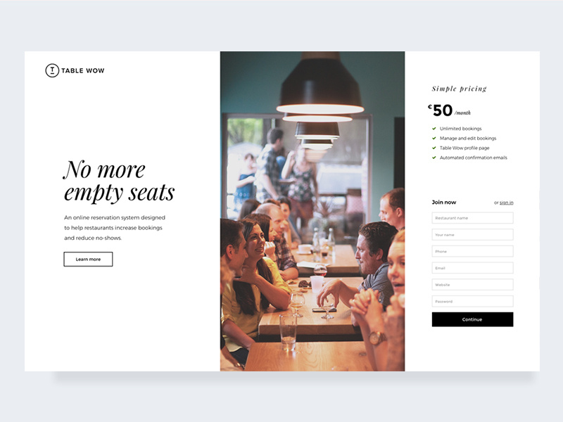 Table Wow homepage Final by Dave Meier for Hidden Depth on Dribbble