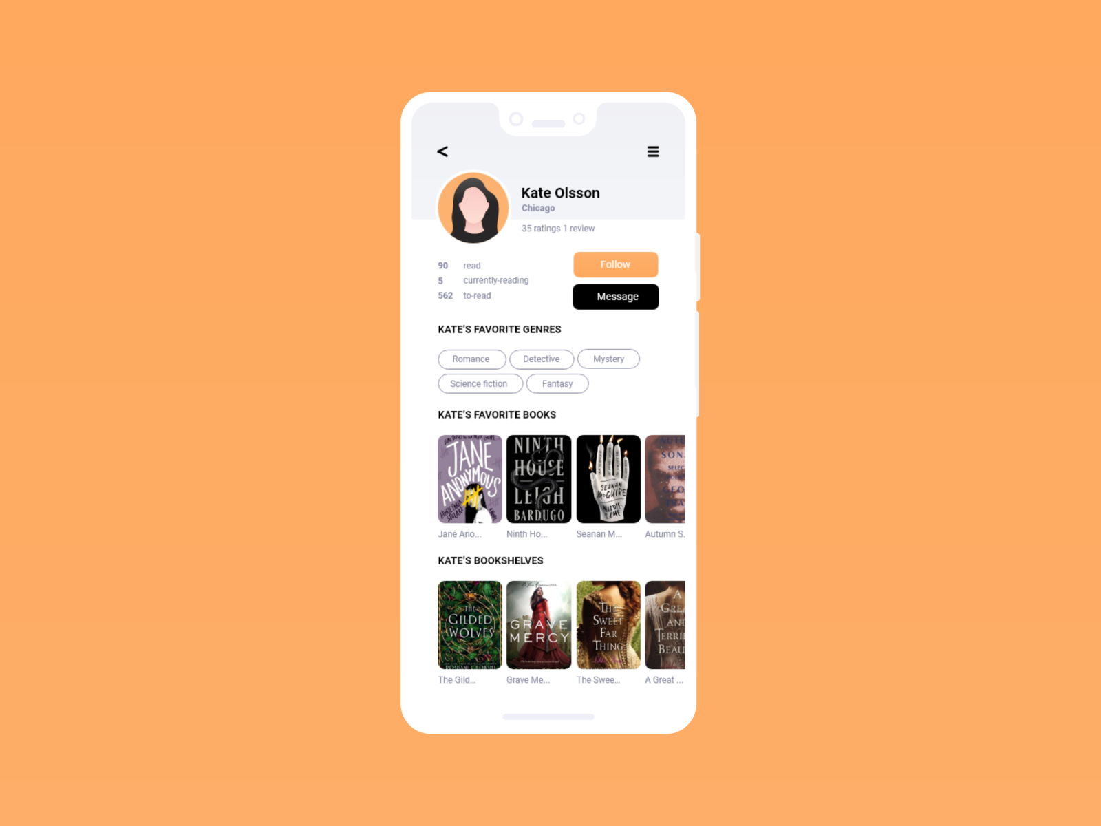Daily UI 6 - User Profile - Book rating app by Dominik Czank on Dribbble