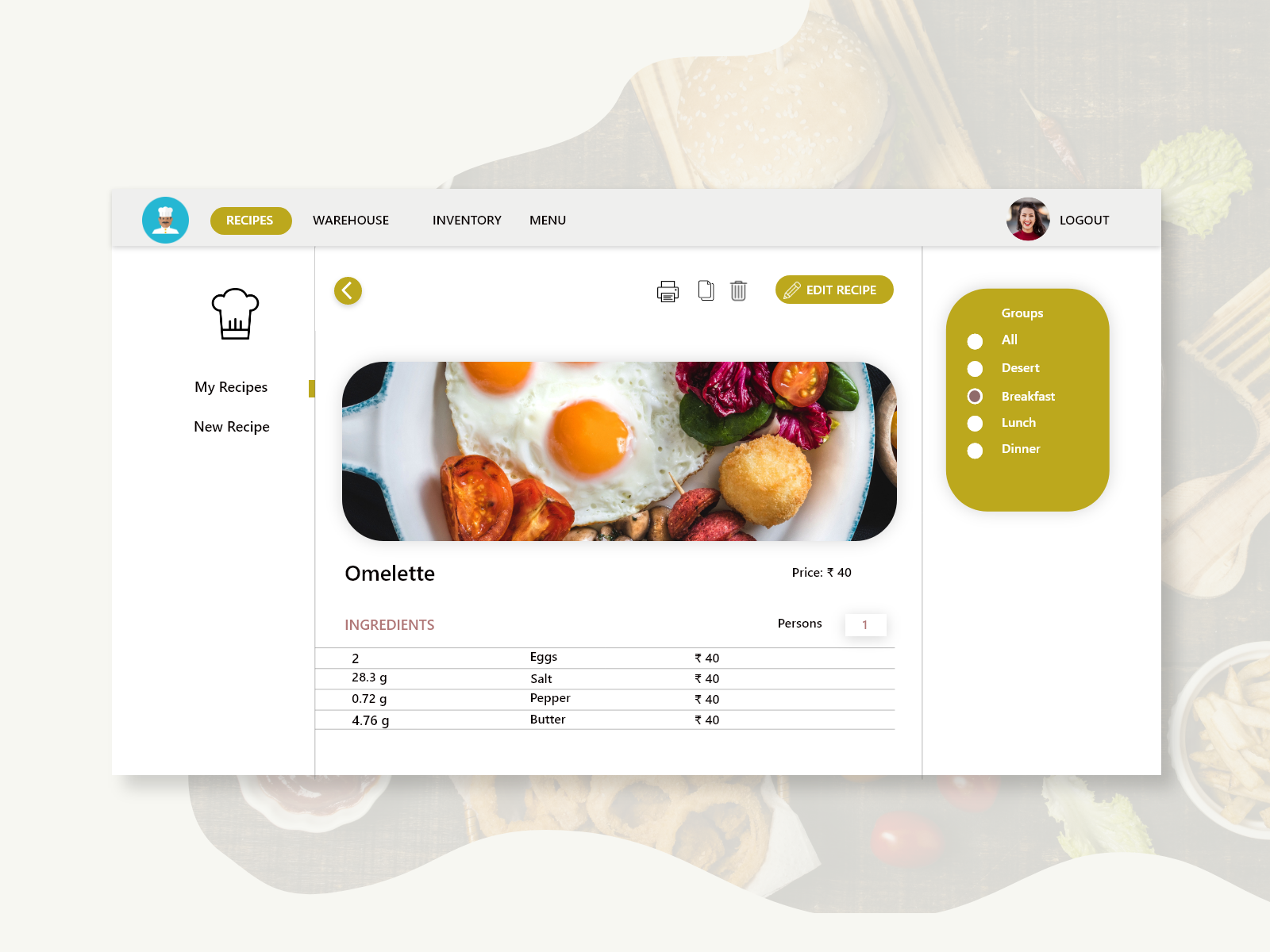 Recipe Management by Amit Shrestha on Dribbble