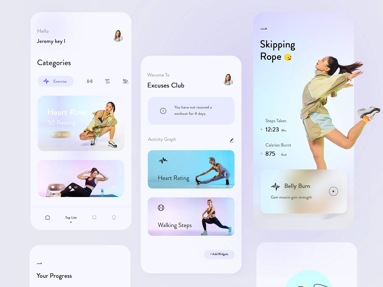 Fitness UI Kit by Marcus Leo on Dribbble