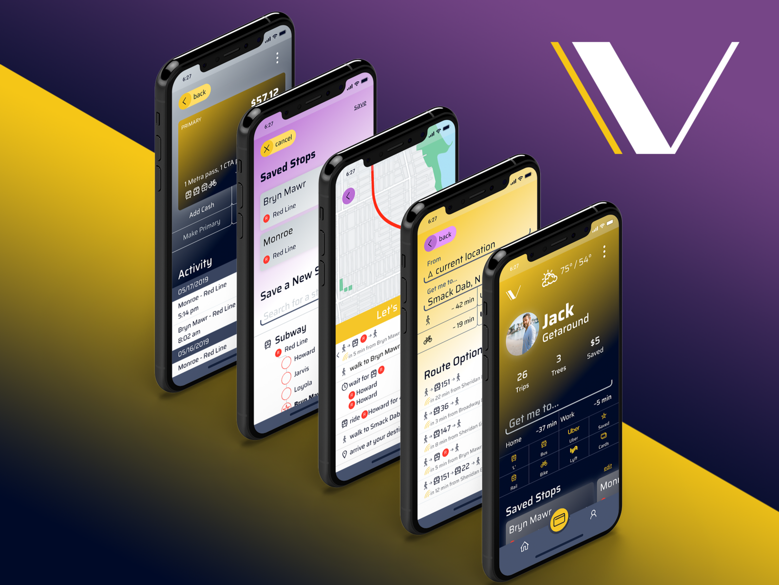 V - A Local Transit Mobile App Redesign by Nicholas Chivers on Dribbble
