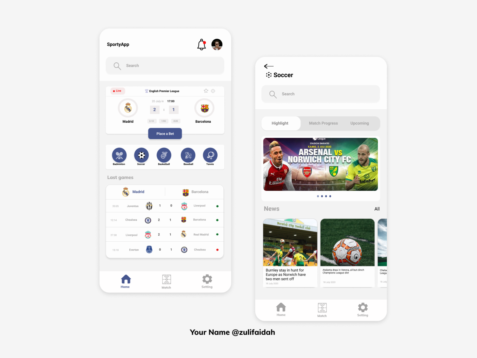 Sport Match App by siti zuliatul faidah on Dribbble
