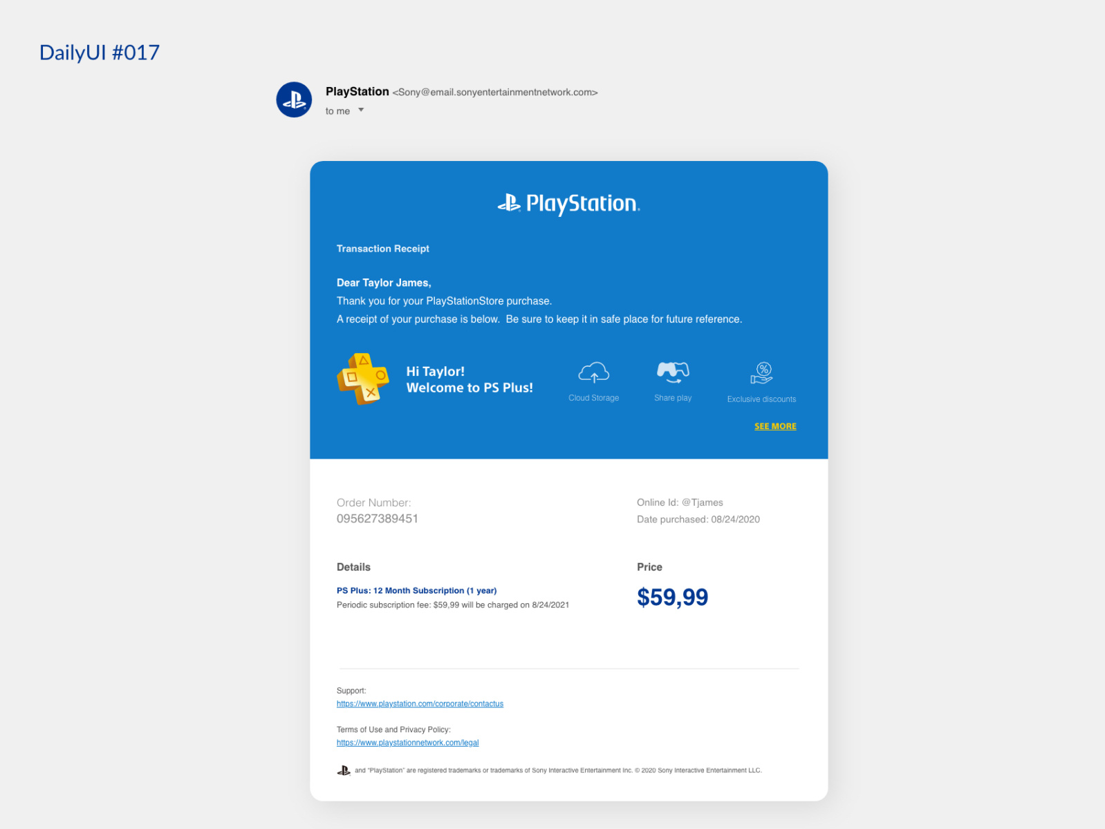 Daily UI #017 - Email Receipt by Cristina Guedes on Dribbble