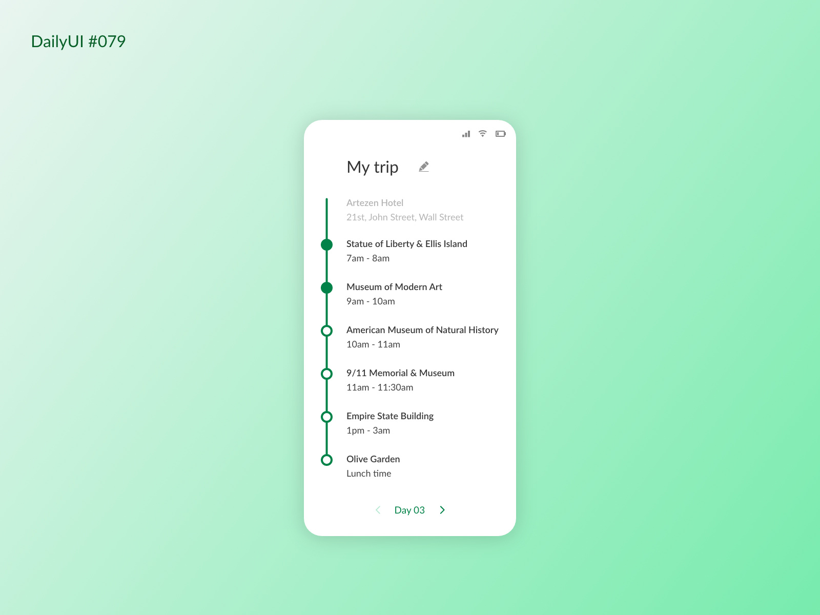 Daily UI #079 - Itinerary by Cristina Guedes on Dribbble