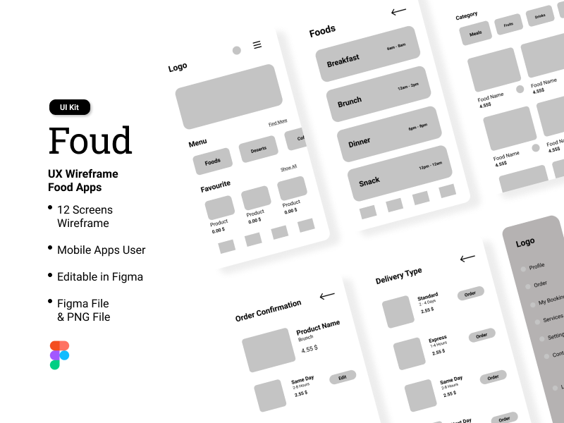 Foud UI Kit Wireframe by Rahman Aan on Dribbble