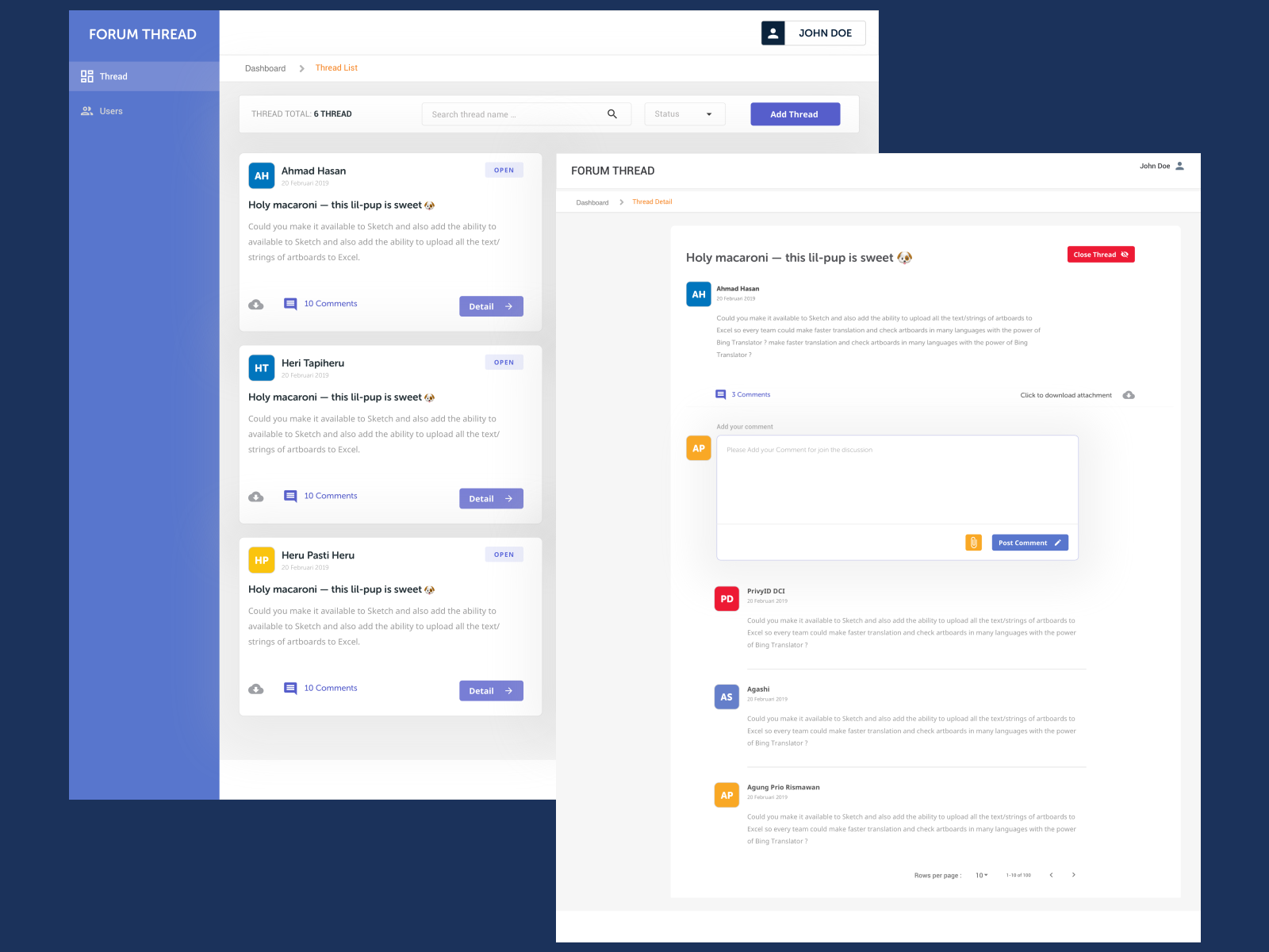 Thread forum by Agung prio rismawan on Dribbble