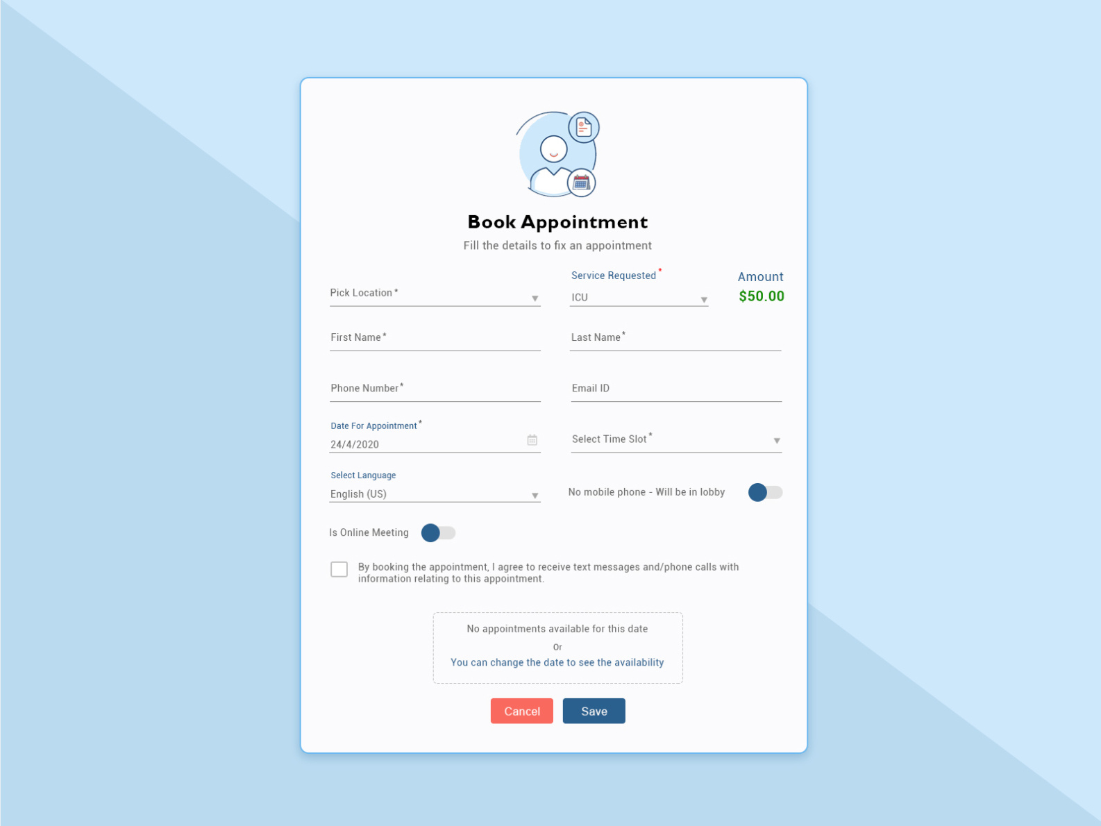 Book Appointment Screen by Ramandeep Kaur on Dribbble