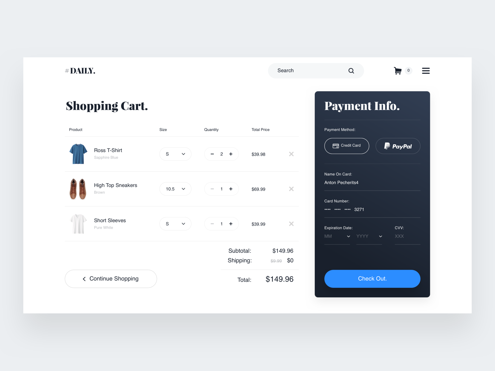 Shopping cart interface by 镇涛 on Dribbble
