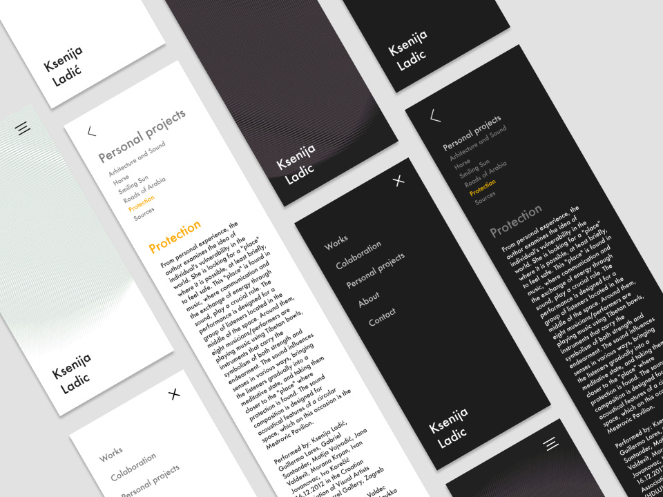 Personal portfolio app for sound artist by Matija Vojvodic on Dribbble